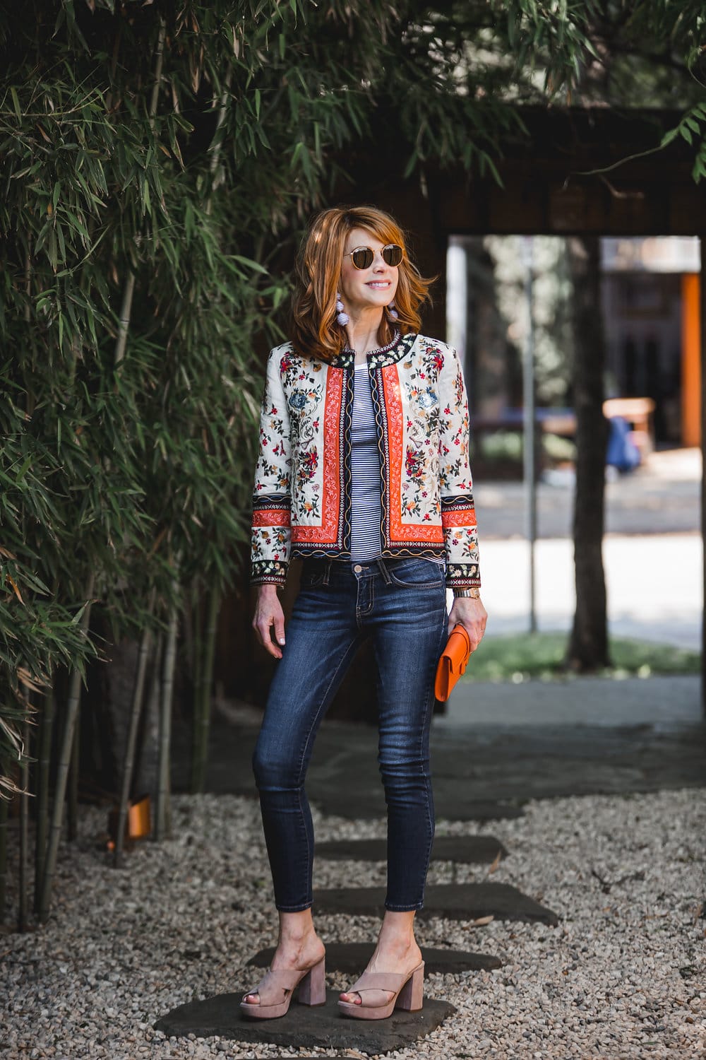 This adorable mixed floral embroidered jacket is what